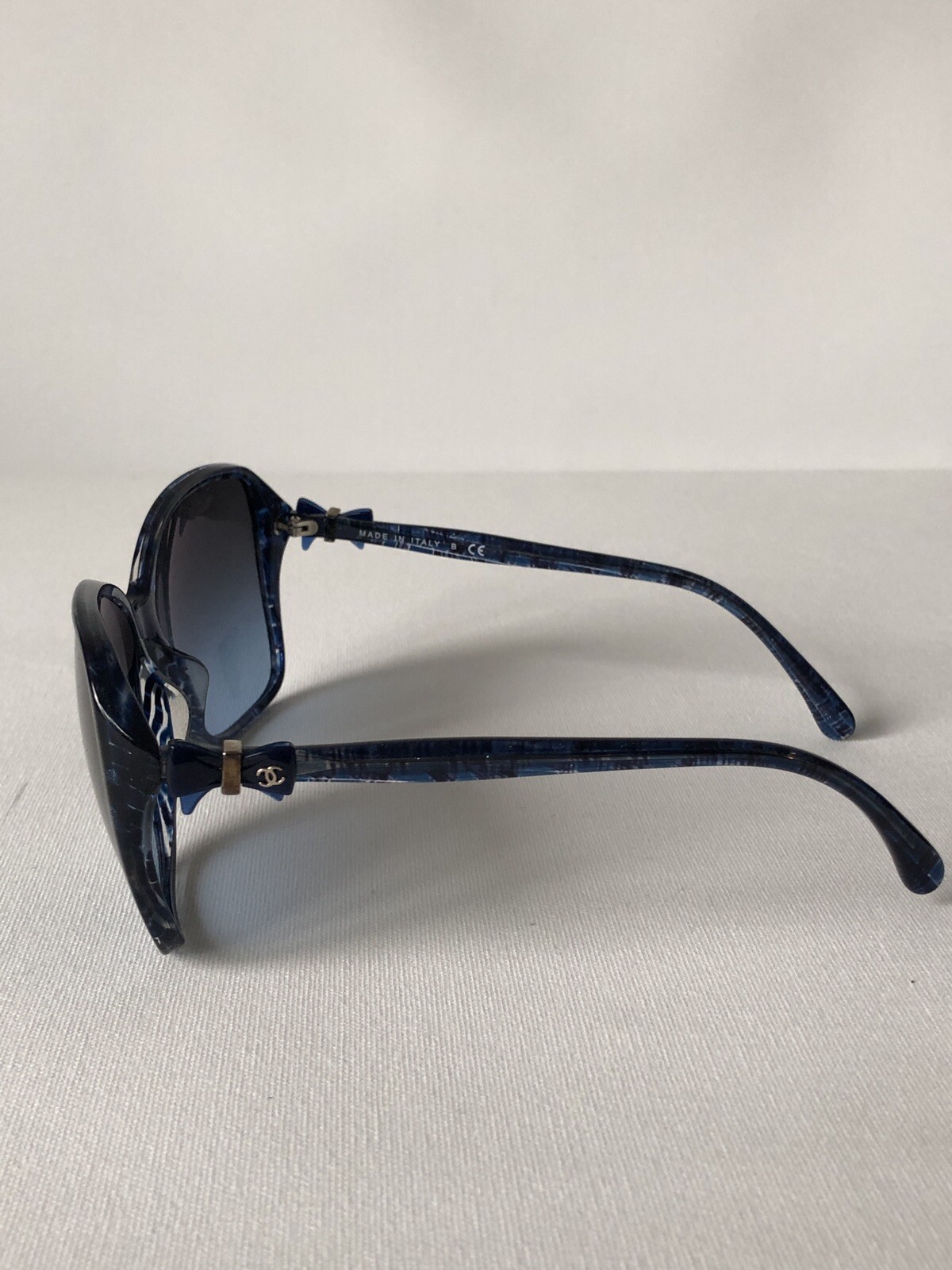 Chanel Bow Sunglasses Blue Translucent Square Frame 520 | eBay
