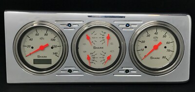 1940 CHEVY CAR 3 GAUGE DASH PANEL CLUSTER QUAD STYLE PROGRAMMABLE SHARK ...
