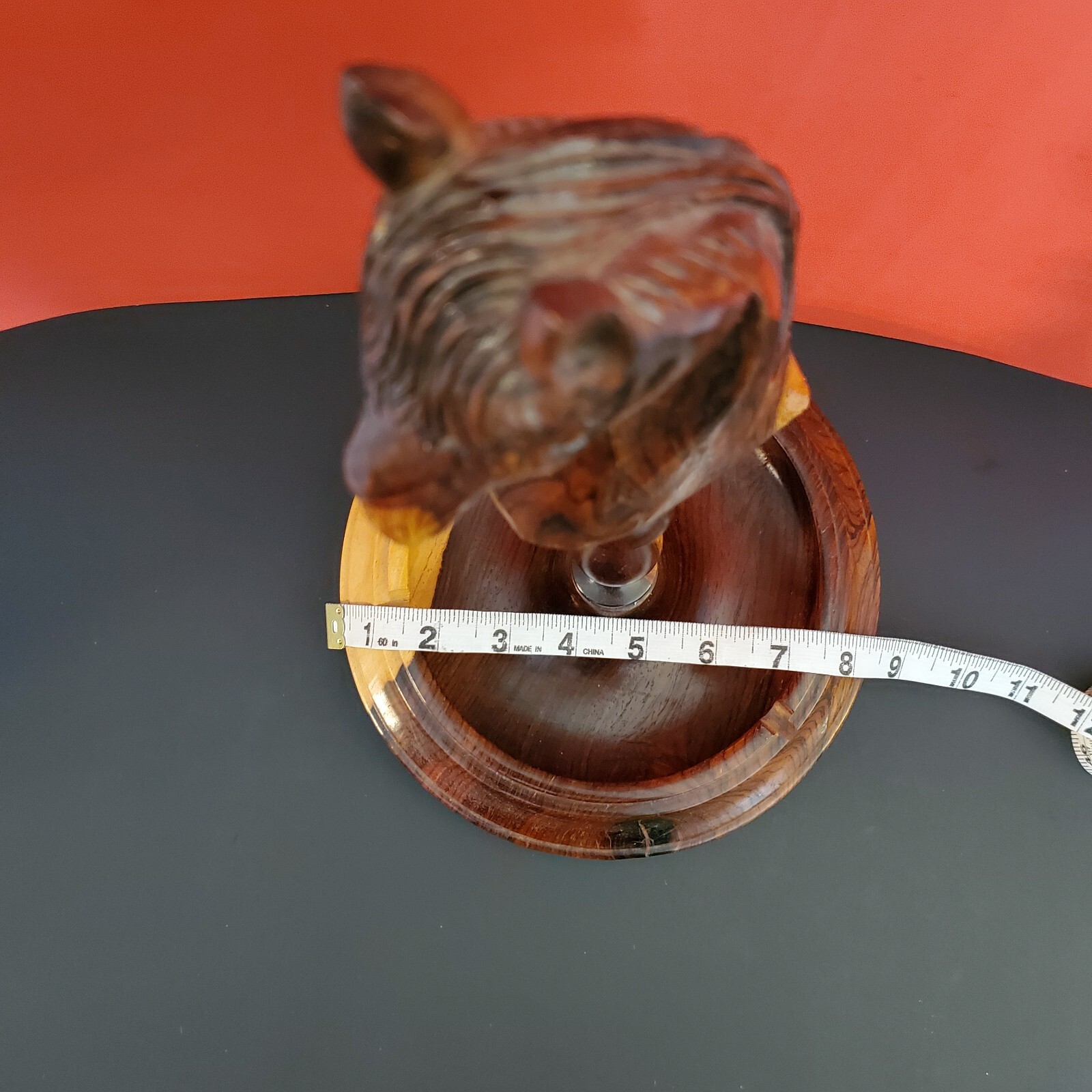 Vtg Estate Equestrian Hand Carved Wooden Horse Head Spindle Ashtray 13 ...