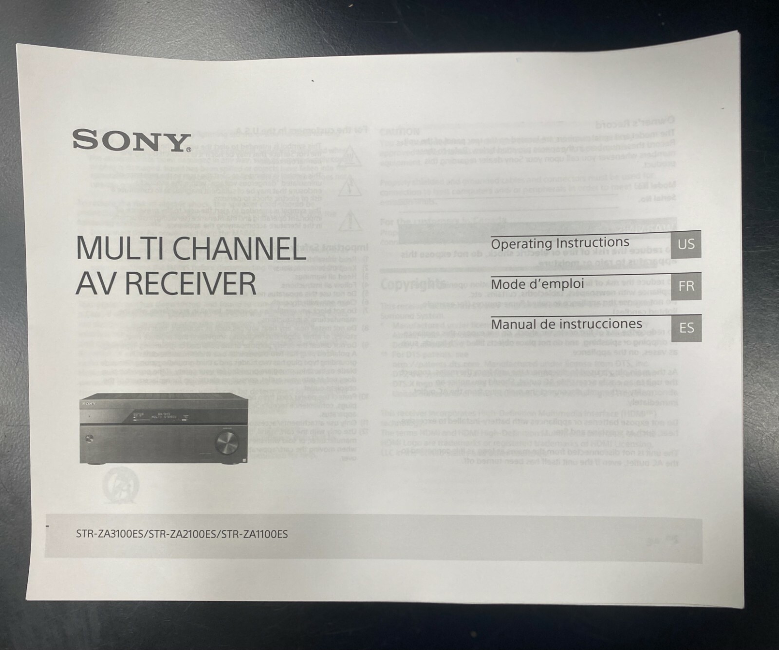 Sony STR-ZA2100ES 7.2 CHL 4K AV Receiver w/ Dolby Atmos & DTS:X-BLK ...