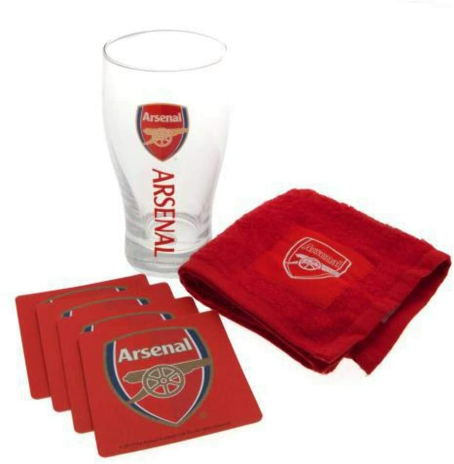 Arsenal FC Mini Bar Glass & Coasters Set -Football Gift Official ...