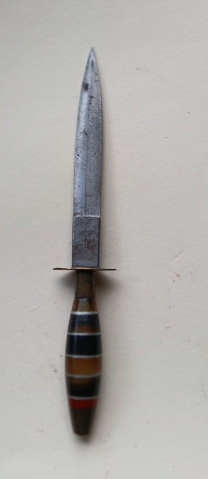ANTIQUE MEXICAN DAGGER 5” HAND MADE IN JUAREZ MEXICO w/LEATHER SHEATH ...