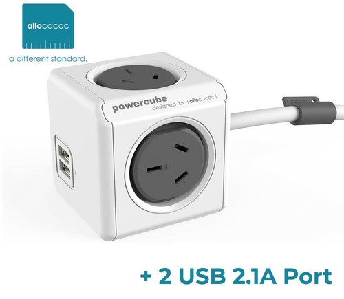 Allocacoc Power Board Strip Cube Powerboard Extension Cable with USB ...