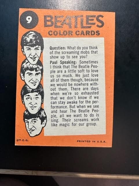 1964 TOPPS The Beatles COLOR #9 CARD EX-MT | eBay
