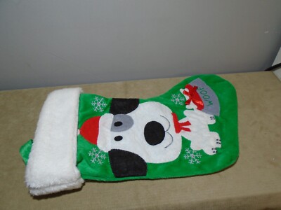 FUZZY GREEN PUPPY WOOF SNOWFLAKES 14” CHRISTMAS STOCKING (XML479A) | eBay