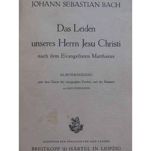 BACH J. S. Passio D. N. J. C. secundum Matthaeum Passion St Matthieu ...
