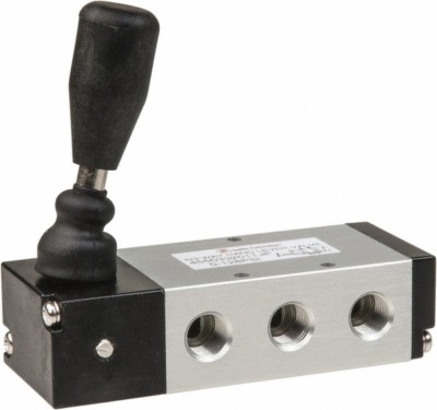 Manual Lever/Detent Mechanical Air Valve, 5-Way 3-Position 1/4" NPT ...