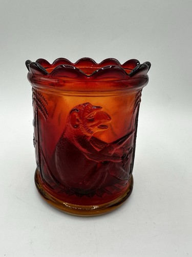 5" Spooner In Rare Amberina Glass George Duncan EAPG Monkey & Palms ...