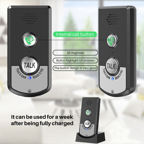 Wireless Intercom Doorbell 1500 Meters 2 Charging Methods ...