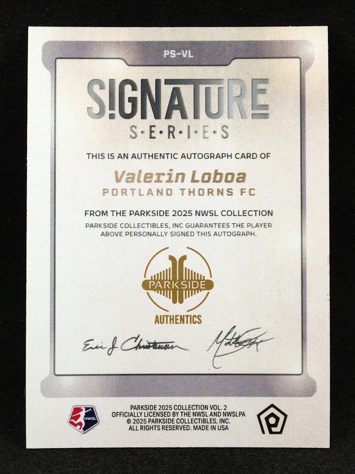 Valerin Loboa 2025 Parkside NWSL Vol 2 RAINBOW SHIMMER FOIL /99 Auto RC ...
