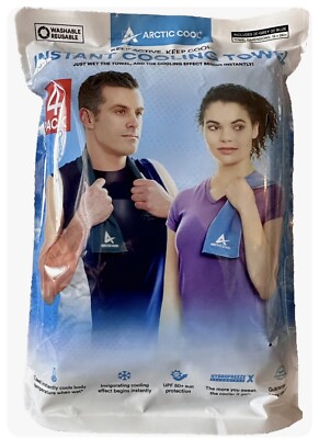 4 Pack Arctic Cool Instant Cooling Towels (2) Grey (2) Blue 15”x28 ...