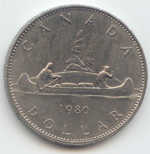 Canada 1980 Canadian One Nickel Dollar Voyageur Coin $1 $ 1 EXACT COIN ...