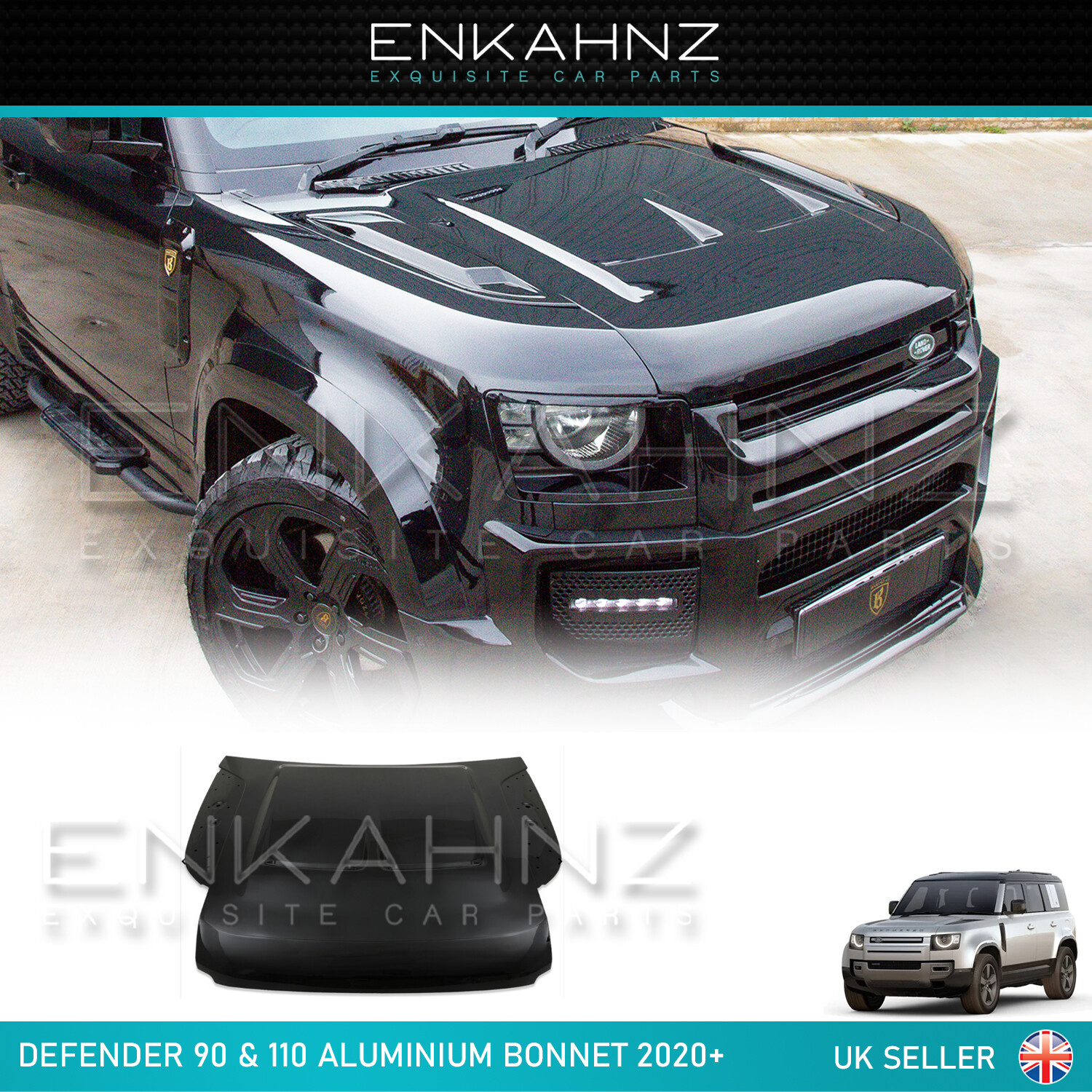 ALUMINIUM VENTED BONNET FOR LAND ROVER DEFENDER SVR STYLE 90 & 110 L663 ...