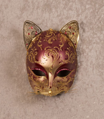 Mask from Venice Cat Gattino Red Golden Paper Mache Metal Top Quality ...