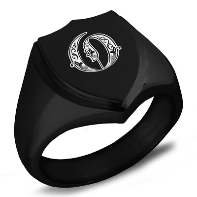 Stainless Steel Letter O Initial Royal Monogram Shield Crest Mens ...