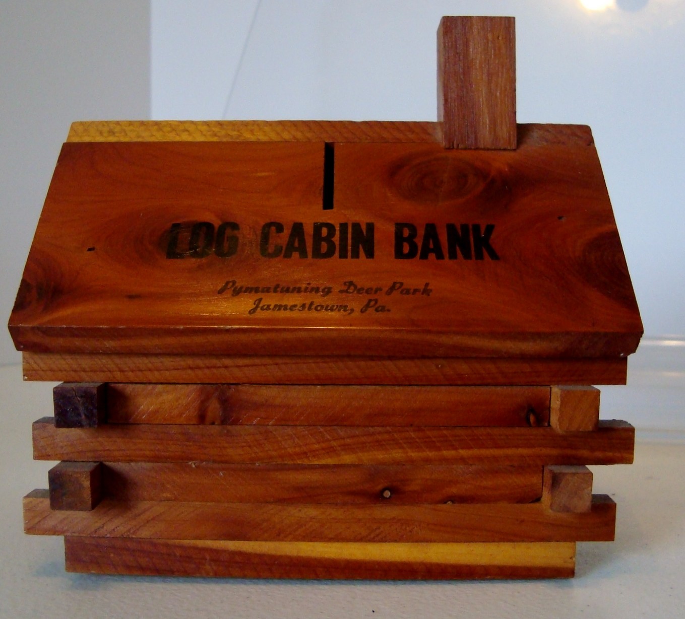 Vintage Solid Wood Handmade Log Cabin Coin Money Piggy Bank! Rustic-c1 ...