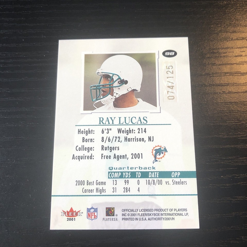 2001 Fleer Authority Prominence #98 Ray Lucas/125 | eBay