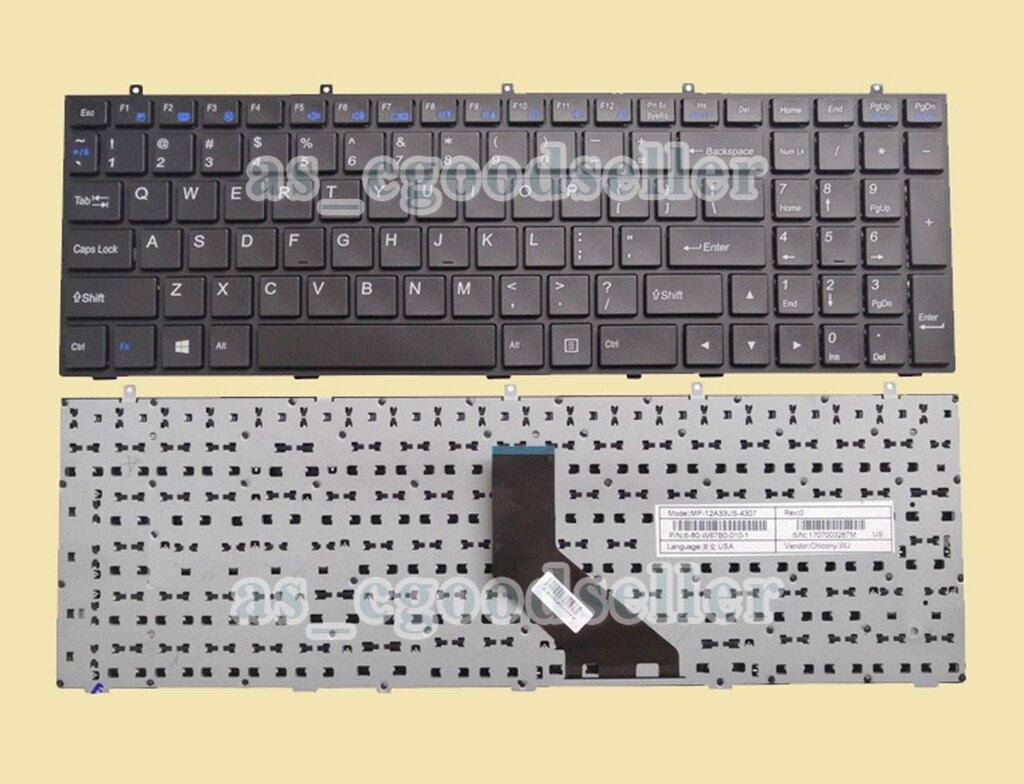 New for Clevo W370 W370ET W370SK W370ST W370STQ Keyboard BACKLIT Black ...