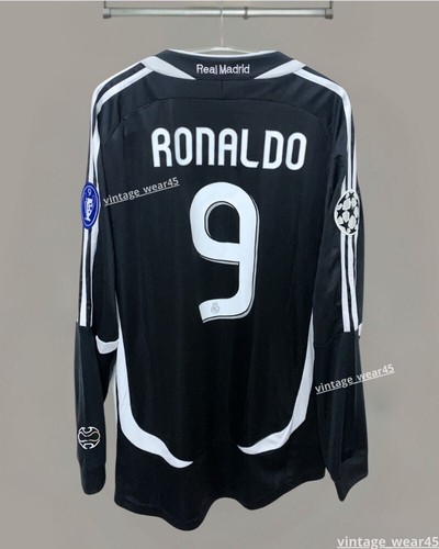 Ronaldo #9 R9 Real Madrid jersey 2006-2007 Long sleeve jersey Black ...
