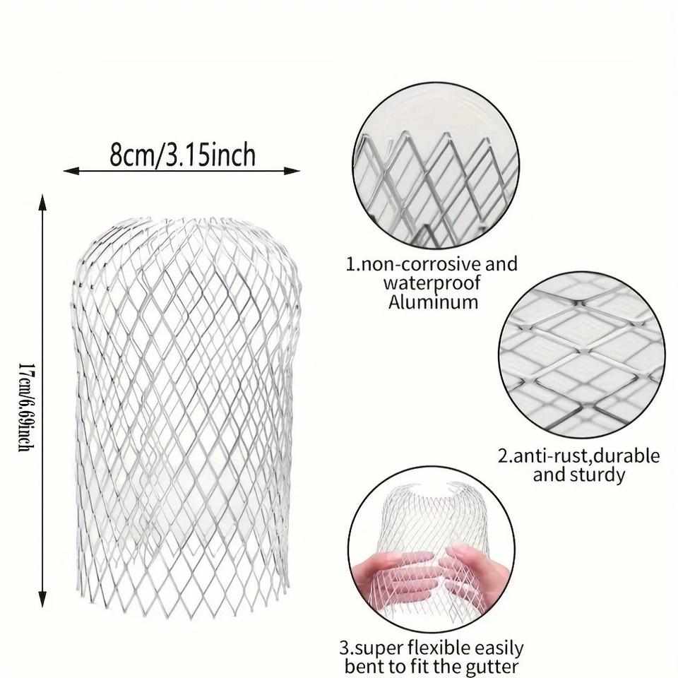 4PCS Metal Mesh Gutter Leaf Debris Mud Trap Guards Drain Pipe Cover ...