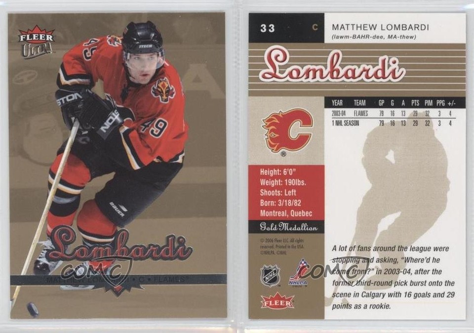 2005-06 Fleer Ultra Gold Medallion Matthew Lombardi #33 0a4 | eBay