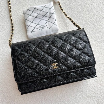 NEW | Chanel Wallet on Chain Gold-tone CC logo & chain | eBay