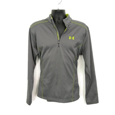 Under Armour Mens sz L Sweatshirt Pull Over 1/4 Zip Gray Green | eBay