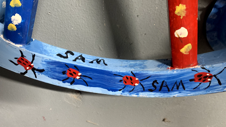 SAM The Dot Man McMillan Folk Art Painting on Wheel *signed original | eBay