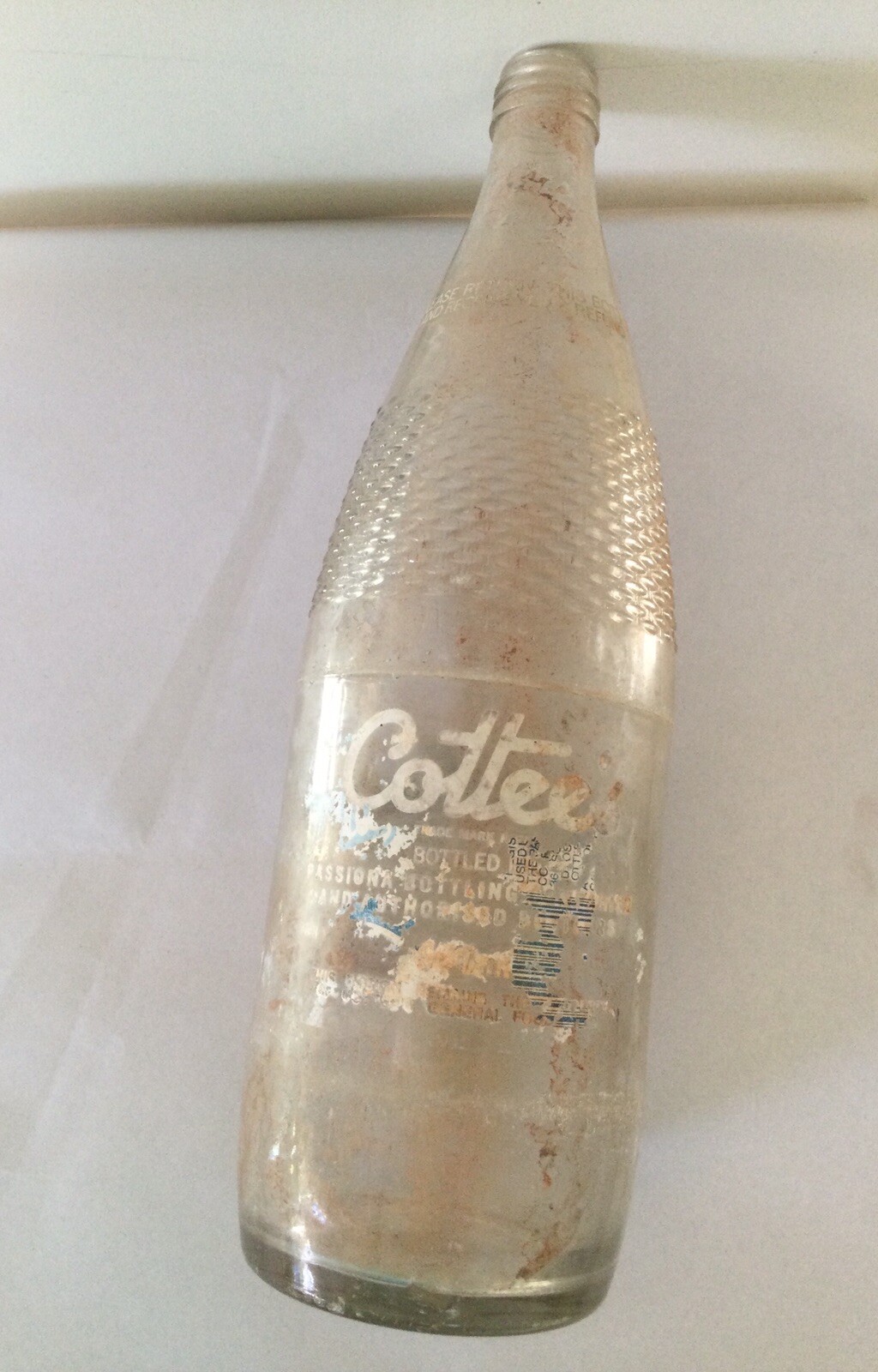 OLD VINTAGE 29 cm COTTEES COOL SOFT DRINK GLASS BOTTLE KALGOORLIE WA AS ...