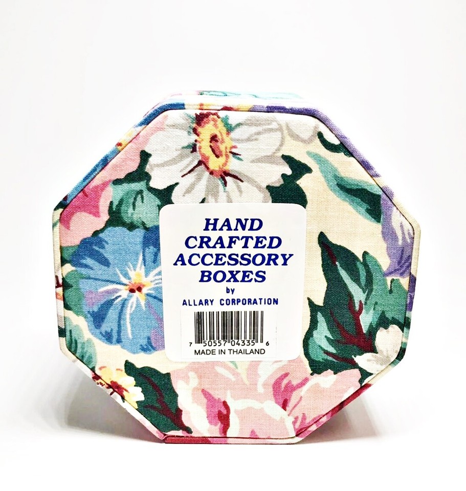Allary Hand Crafted Accessory Box Floral Design Octagon Sewing Storage ...