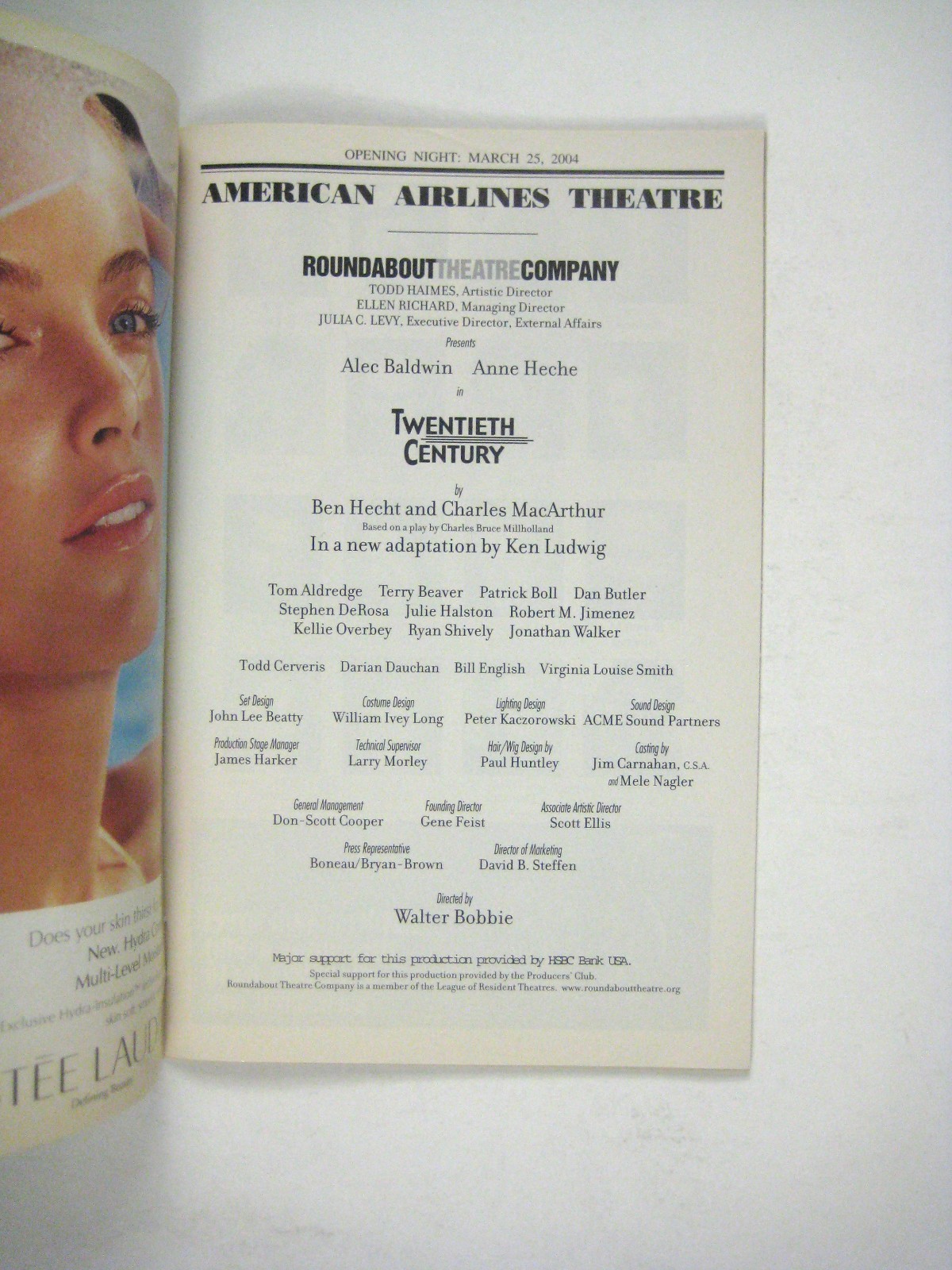Twentieth Century Playbill 2004 Opening Night Anne Heck Alec Baldwin ...