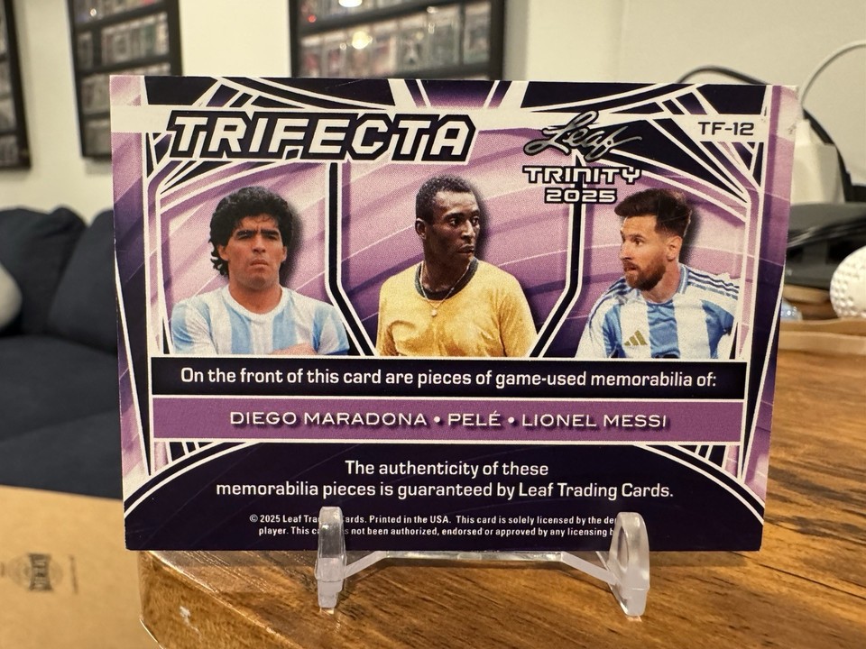 2025 LEAF TRINITY FOOTBALL TRIFECTA Game Used Jersey Messi Pele ...