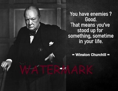 WINSTON CHURCHILL FAMOUS QUOTE PHOTO PRINT YOU HAVE ENEMIES ? GOOD THAT ...