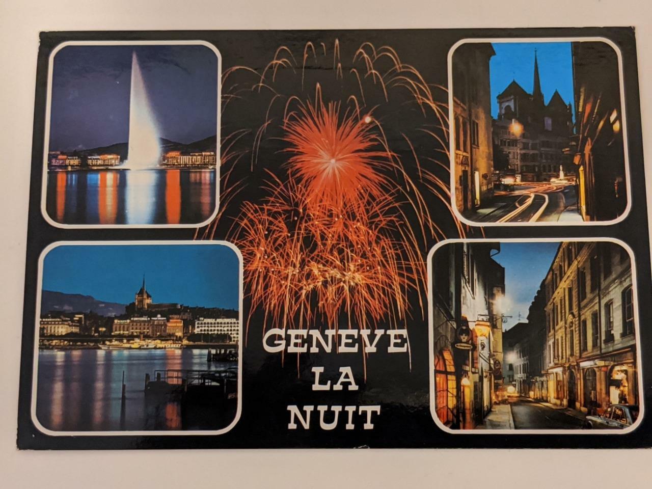 Old post card Postcard -Geneve La Nuit (Geneva at Night) Switzerland ...