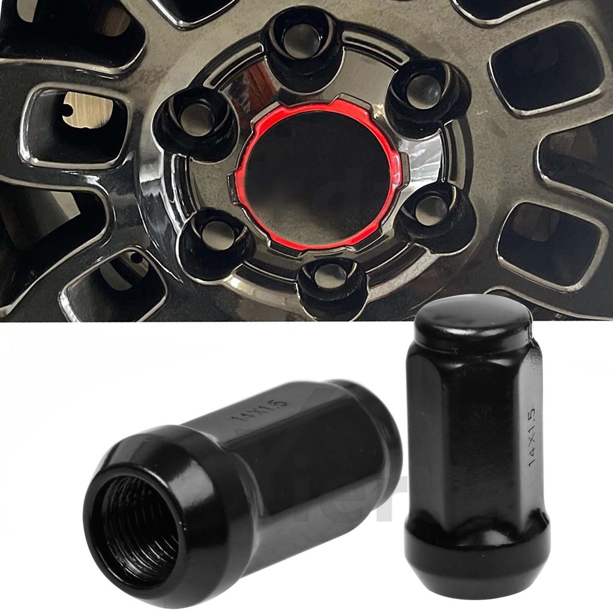 Napa Wheel Nuts Set Of 20 Veritek 14x1.5mm Black Wheel Lug Bolts For ...
