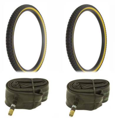 PAIR OF BLACK GUM BICYCLE DURO BMX TIRES W/TUBES IN 26 X 1.75 COMP III ...