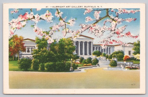 Buffalo New York, Albright Art Gallery Building Cherry Blossoms Vintage ...