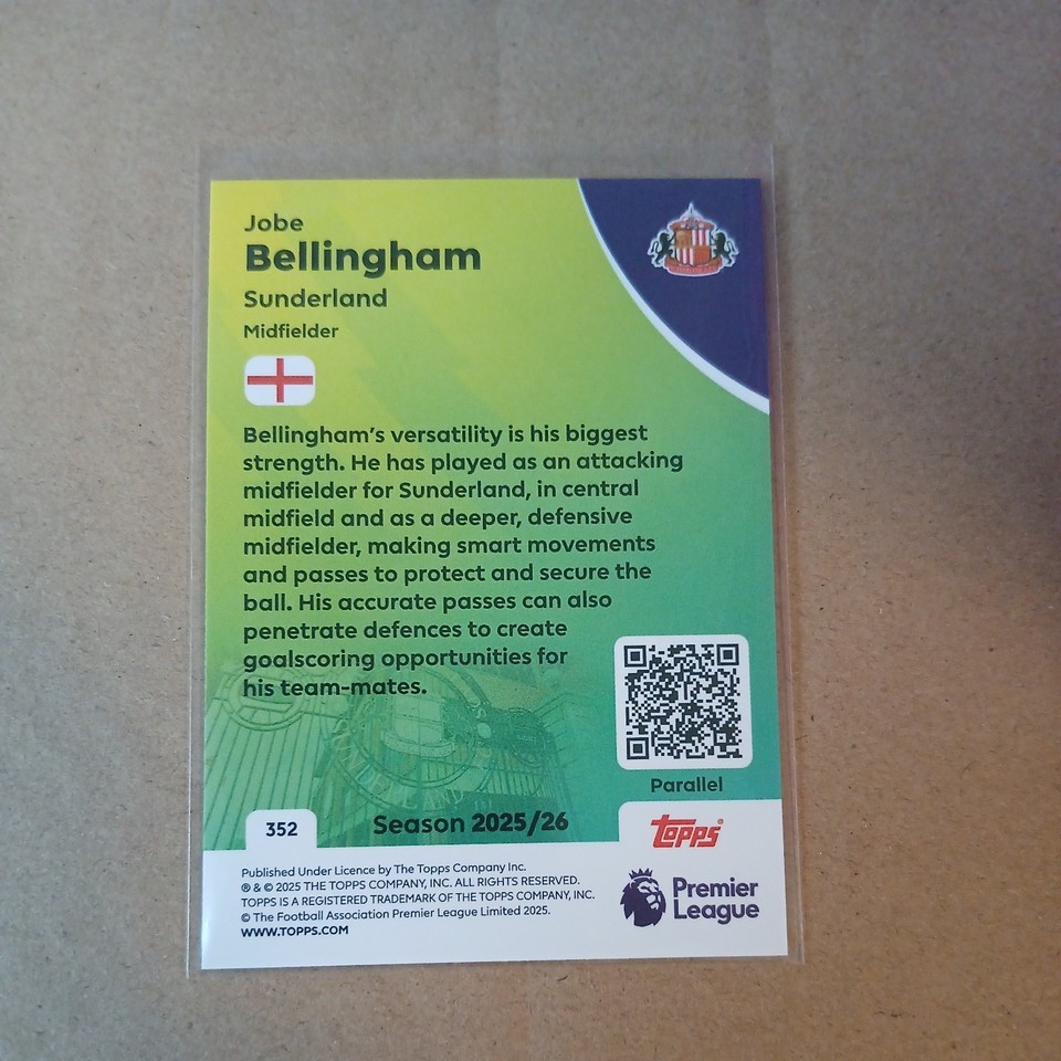 Jobe Bellingham Topps Premier League 2025-26 Yellow Parallel | eBay UK