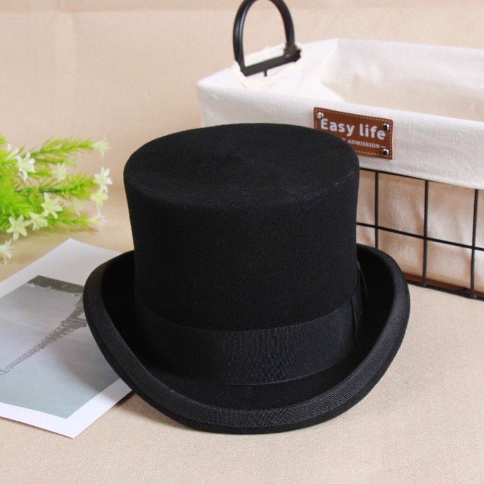 Satin Lining Wool Top Hat Stage Performance Hat Costume Parties | eBay ...