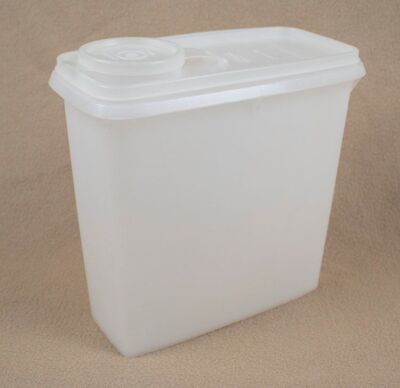 VINTAGE TUPPERWARE RECTANGLE WHITE CLEAR CEREAL KEEPER 13 CUP FLIP TOP ...
