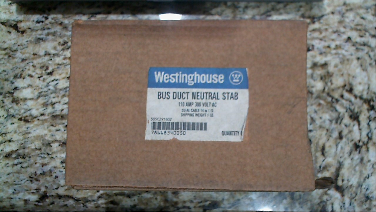 WESTINGHOUSE 505C291G02 BUS DUCT NEUTRAL STAB 110A, 300VAC - FREE ...