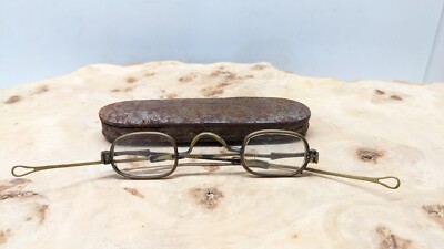 Antique Brass Spectacles / Eyeglasses w/ Case Adjustable Temples | eBay