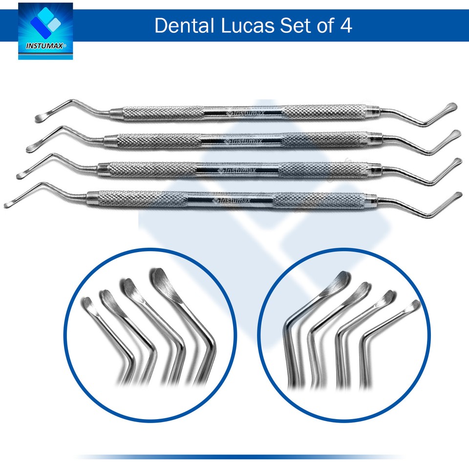 Dental Lucas Bone Curette Set of 4 Blue Surgical Laboratory Instruments ...