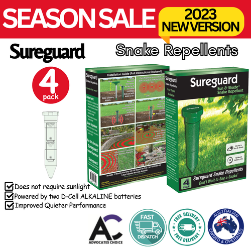 4 Pack SUREGUARD™ Snake Repeller Pulse Vibration Repel Repellent Pest ...