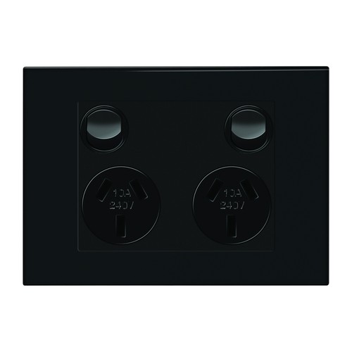 HPM VIVO DOUBLE POWERPOINT 2-Gang 10A 240V Horizontal GREY *Australian ...