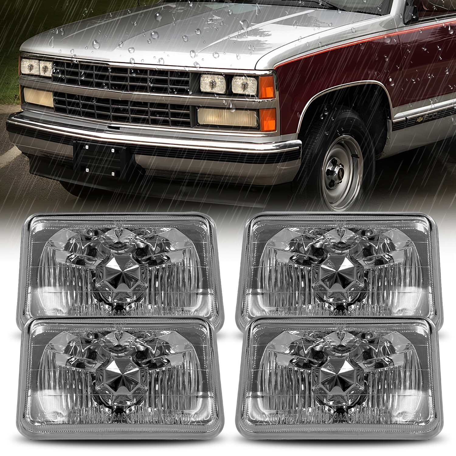 4.25x6.75" Rectangular Conversion Headlights For 1984-1989 GMC C1500 ...