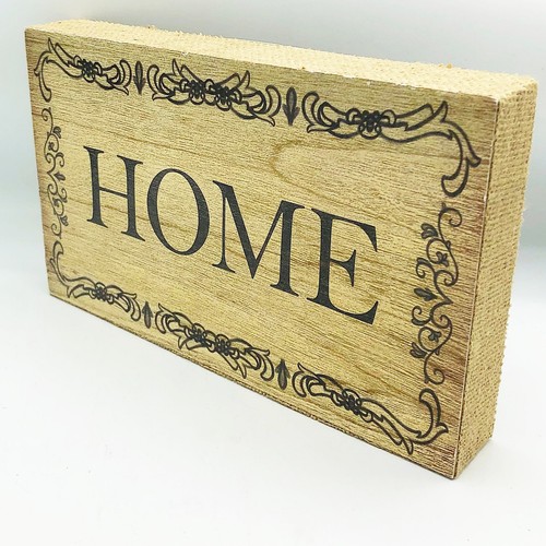 Home Wooden Block Sign with Burlap Edges | eBay