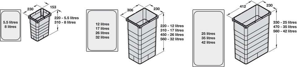 Replacement Inner Waste Bin ONLY Bins Capacity: 5.5 - 42 litres of ...