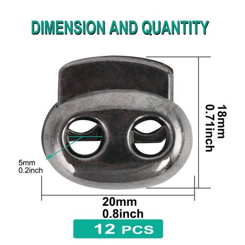 12pcs Plastic Spring Cord Locks Double Hole End Rope Toggle Fastener ...