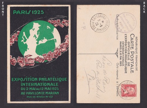 FRANCE 1925, Pre-stamped postcard Philatelic exhibition | eBay